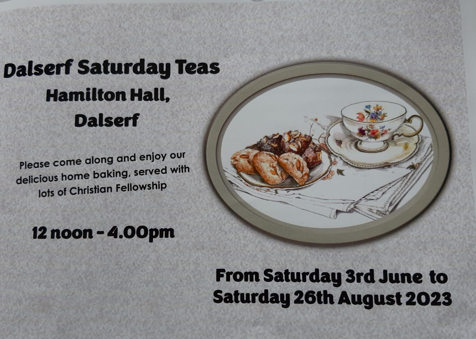 Dalserf, Saturday Teas 2023 – Dalserf Parish Church